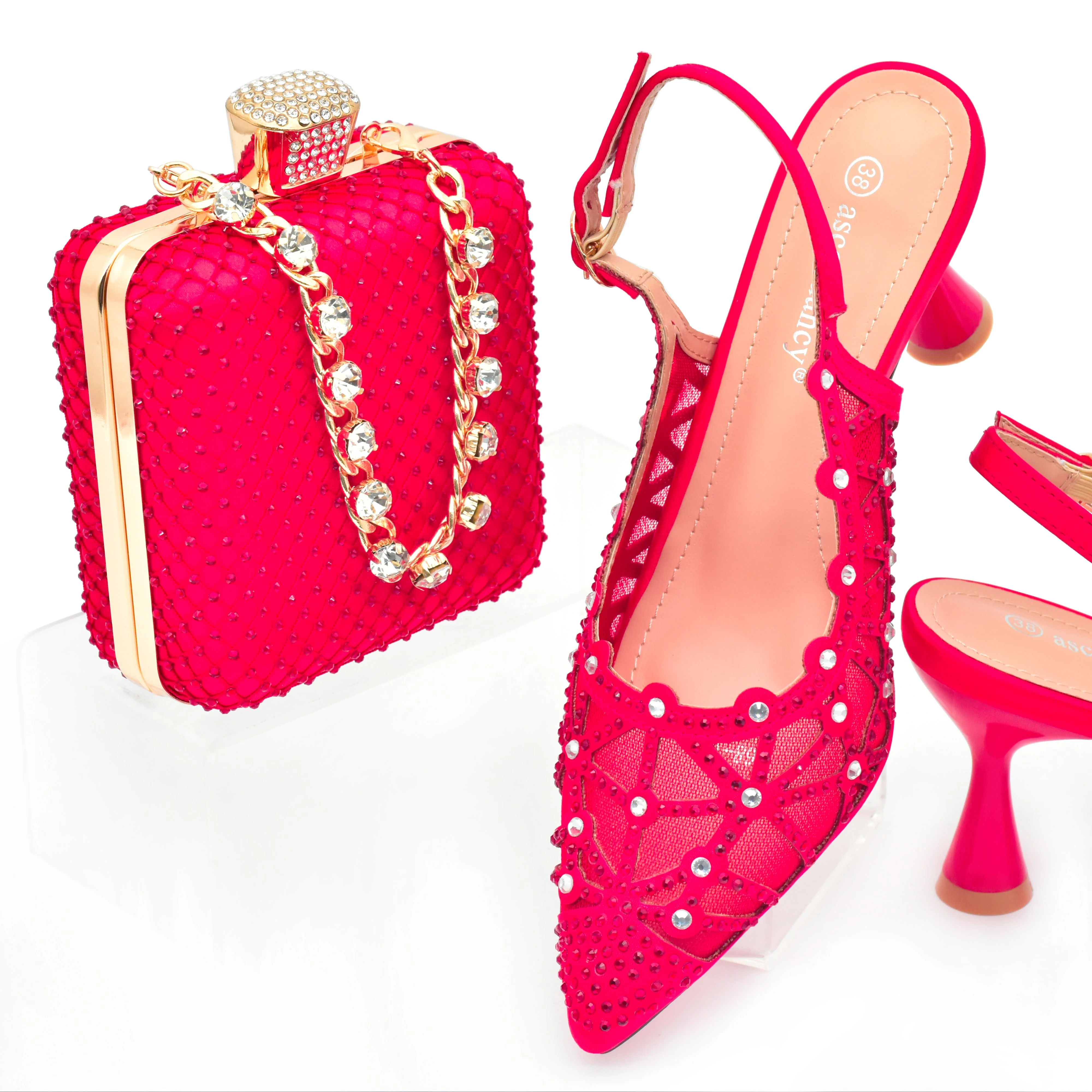 doershow New Arrival Shoes and Bag Set African Sets 2023 red Nigerian ...