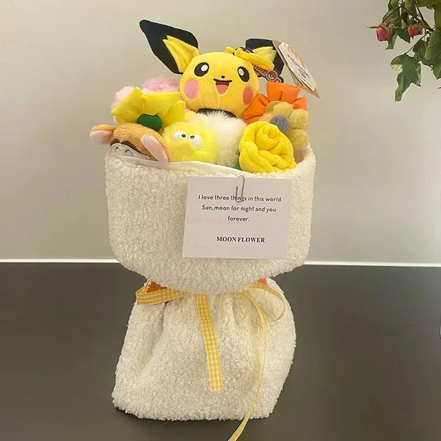 New Pokemon Pikachu Plush Bouquet Toy Kawaii Cartoon Plushie Stuffed ...