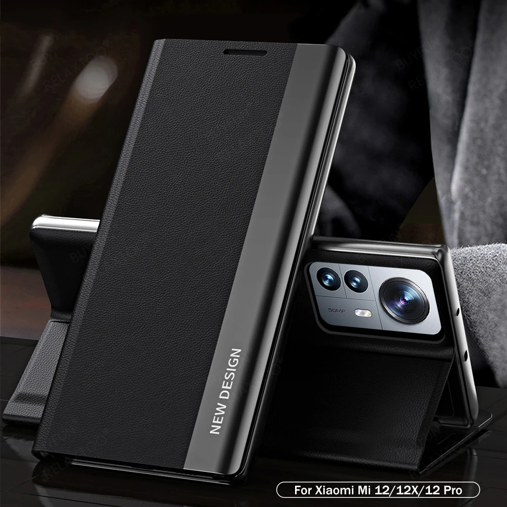 Leather Magnetic Holder Stand | Xiaomi Mi 12 Book Case | Phone Case ...