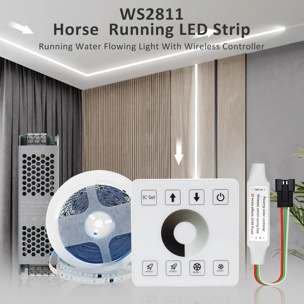 5M 10M 15M WS2811 Horse Race LED Strip Running Water Flowing Light DC ...