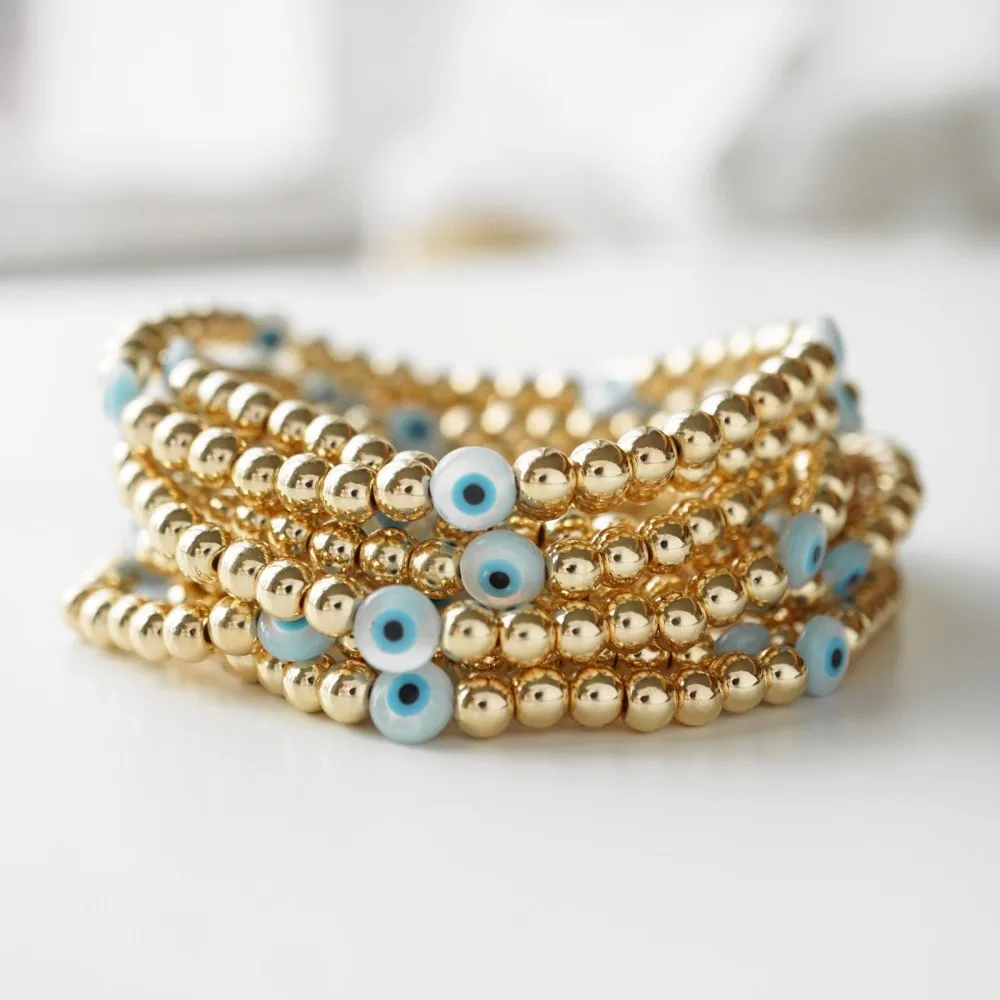 Herlook-Natural-Shell-Evil-Eye-Bracelet-for-Women-4mm-Gold-Plated-Bead ...