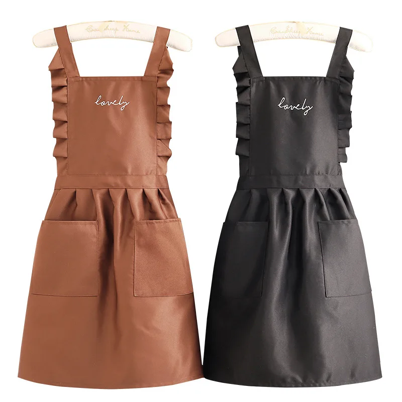 Princess-Style-Apron-Waterproof-Floral-Restaurant-Barista-Work-Uniform ...