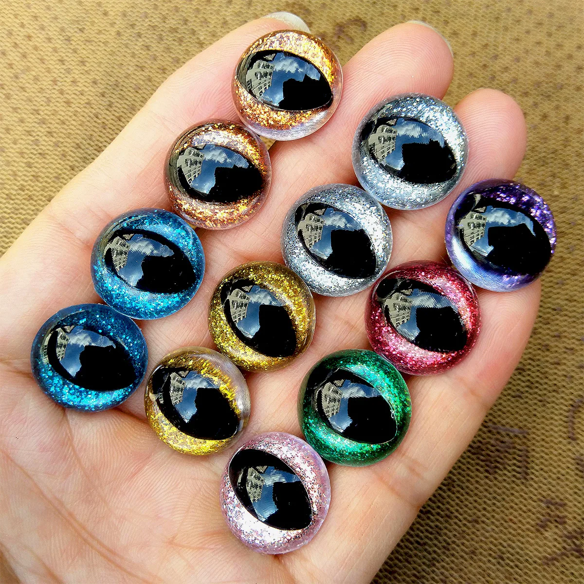 20pcs 3D Plastic Glitter Cat Eyes Safety Eyes For Crochet Toys Puppet ...