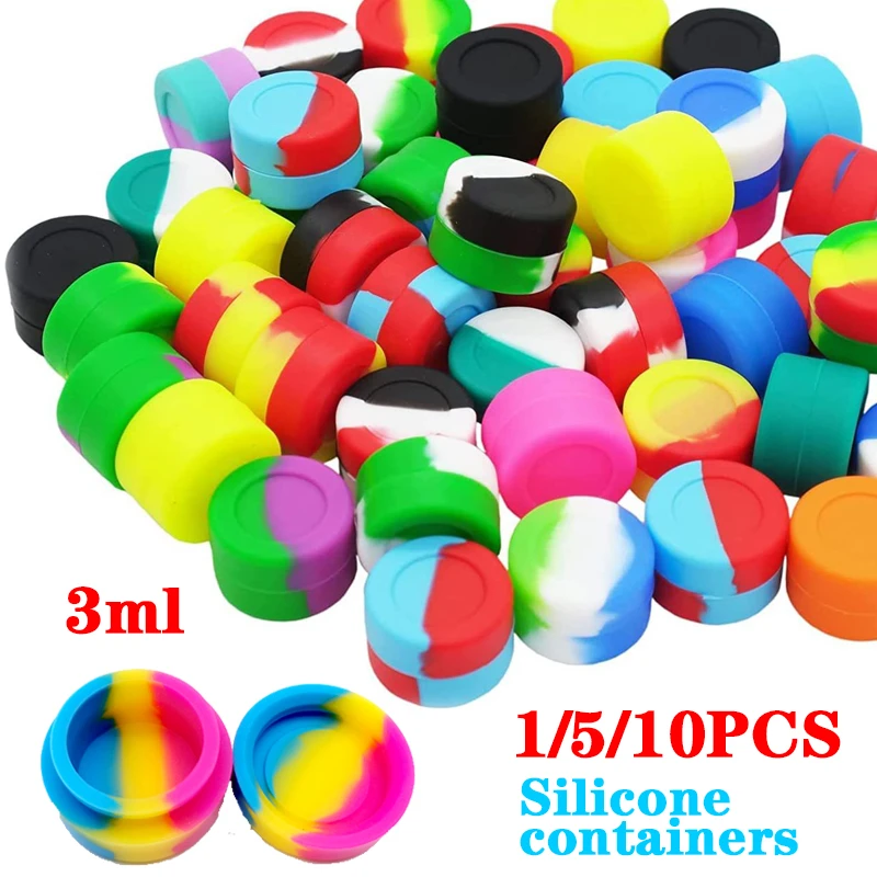 5-10Pcs-3ML-Nonstick-Silicone-Container-Non-stick-Oil-Wax-Storage-Box ...