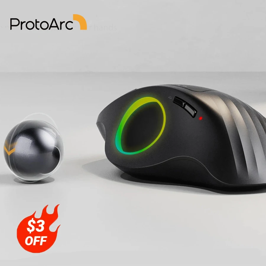ProtoArc-EM01-Bluetooth-Wireless-Trackball-Mouse-Rechargeable-RGB ...