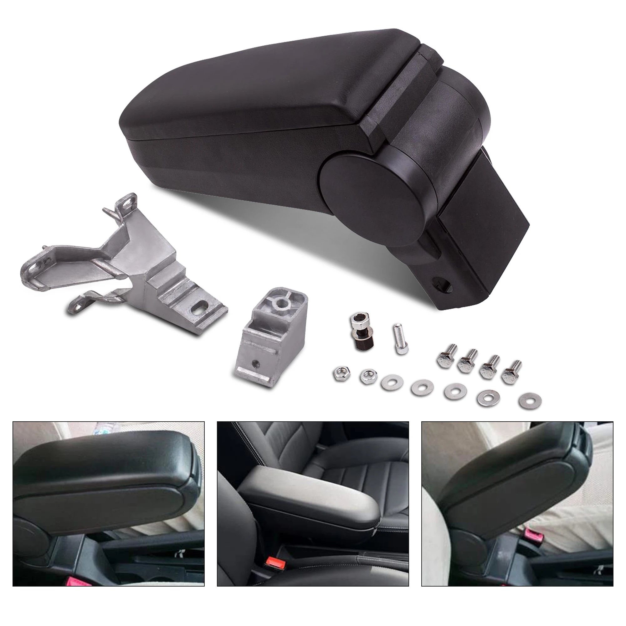 1x-Black-Center-Console-Armrest-Storage-Box-fit-for-VW-Golf-Jetta-Bora ...