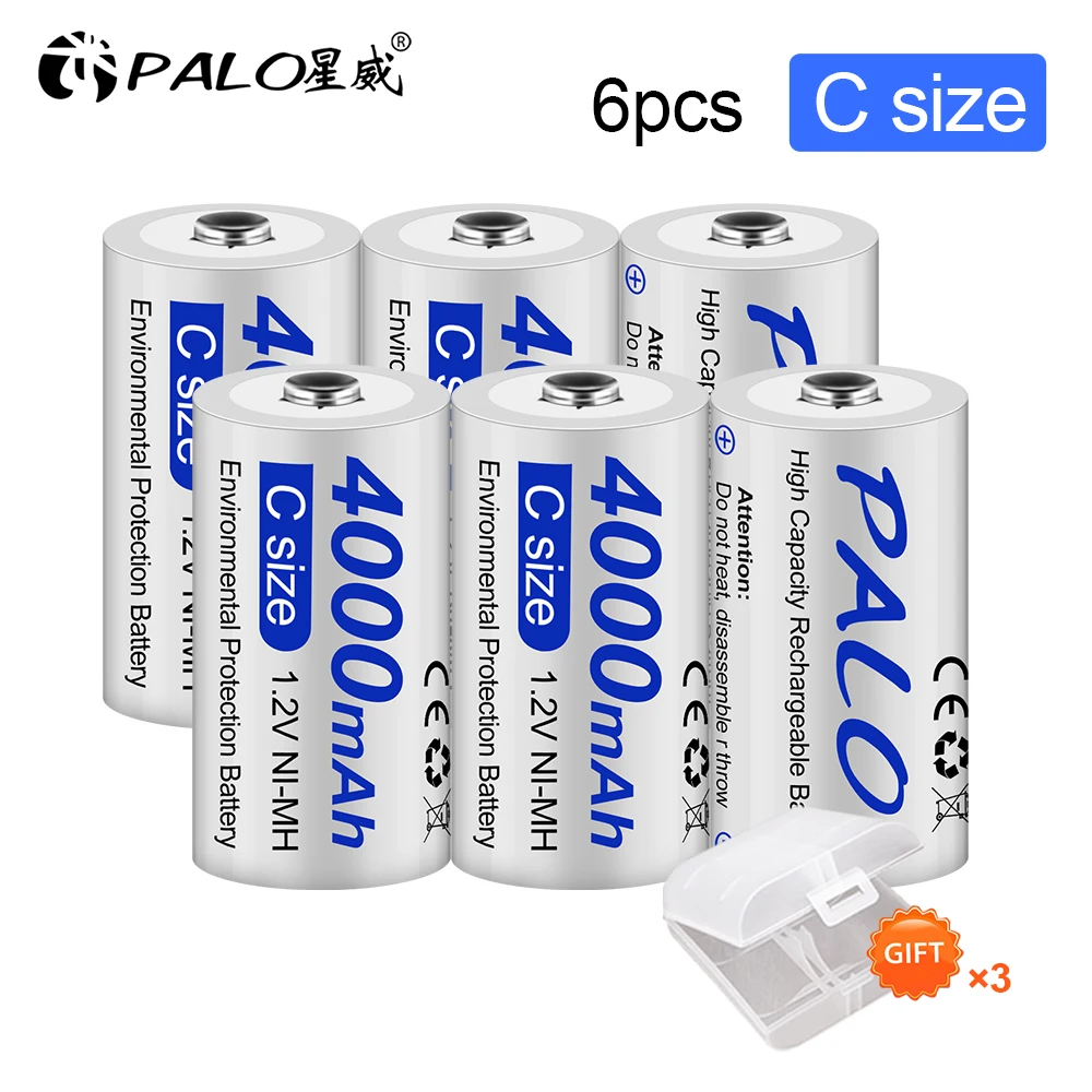 PALO-2-12PCS-1-2V-C-Size-Rechargeable-Battery-Type-C-LR14-R14-Battery ...