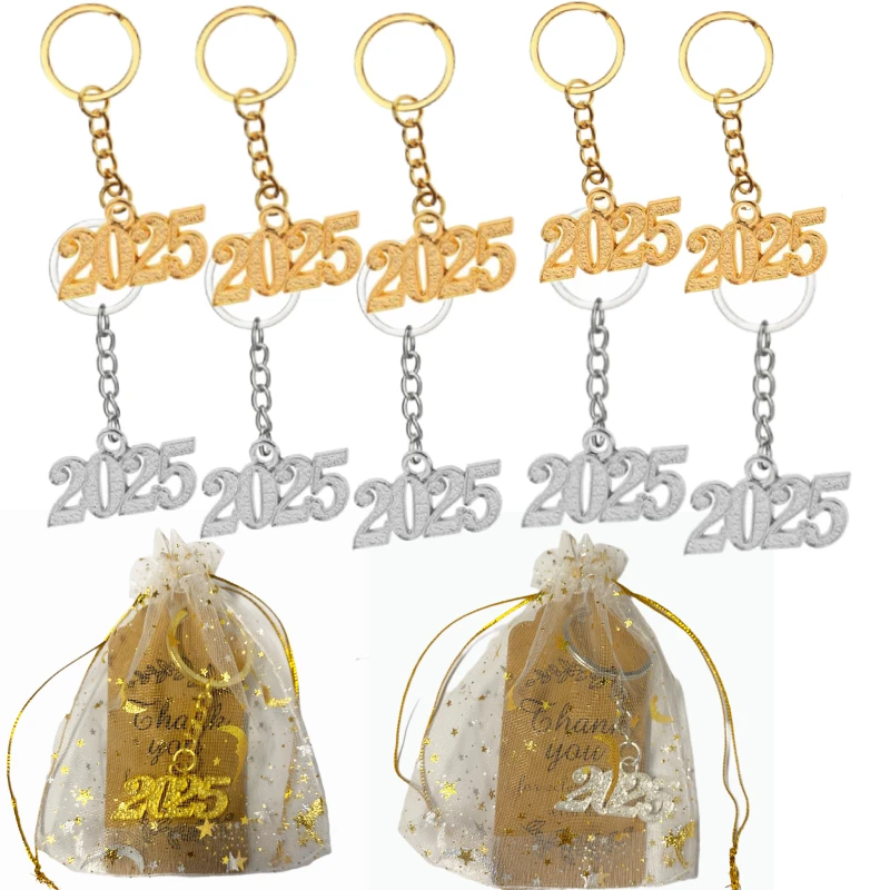 10 Sets 2025 Happy New Year Keychains, Year Charm Pendants for New Year ...