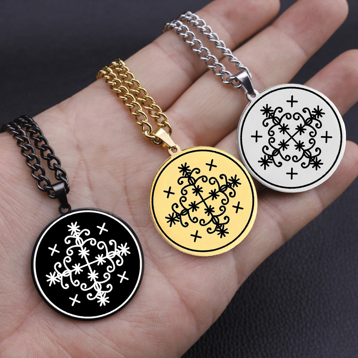 Laser Marking Pendant Necklace | Papa Legba Voodoo | Lwa Necklace ...