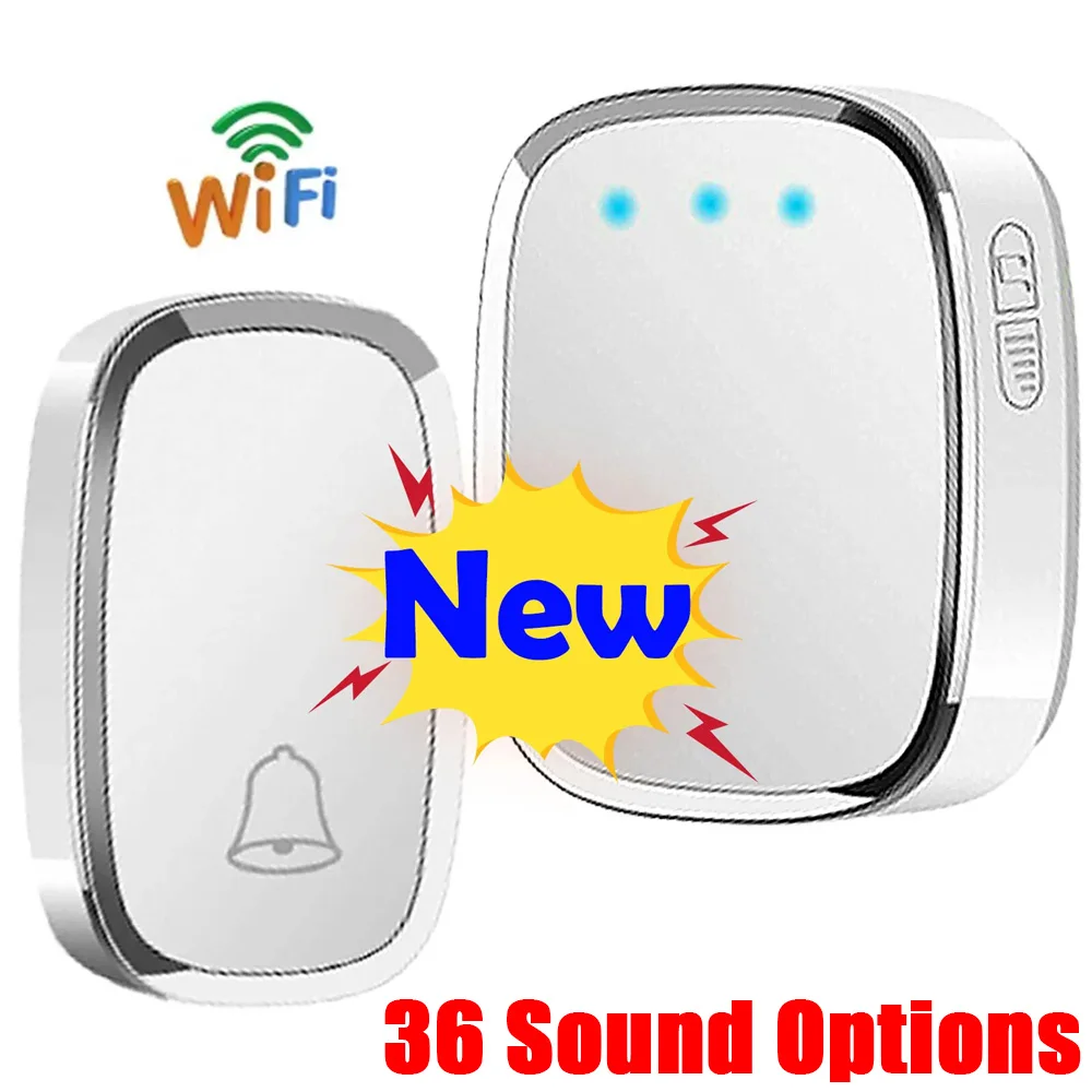 Wireless-Doorbell-Waterproof-Wall-Plug-in-Cordless-Door-Bell-with-300M ...
