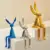 3 Piece Creative Shiny Rabbit Statue Home Decor Modern Nordic Animal ...