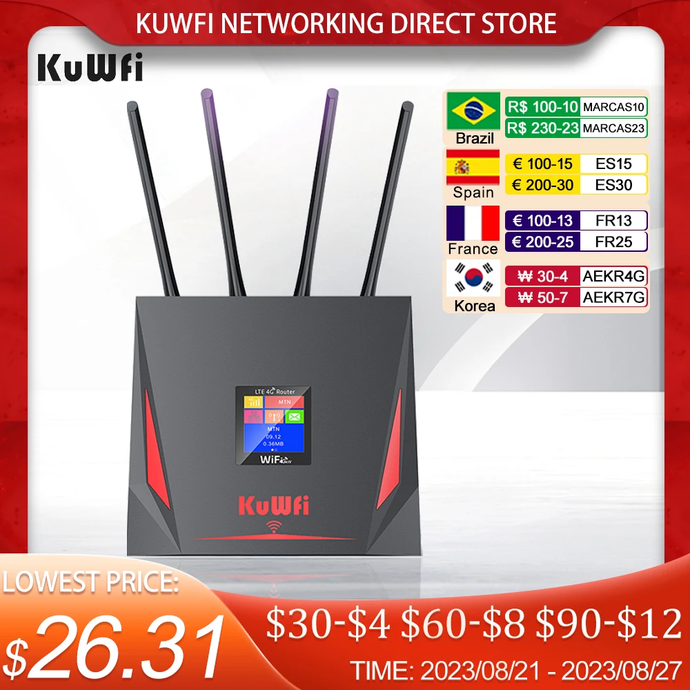 KuWFi-New-4G-Router-WiFi-Hotspot-Coverage-Modem-Wireless-4G-Wifi-Router ...