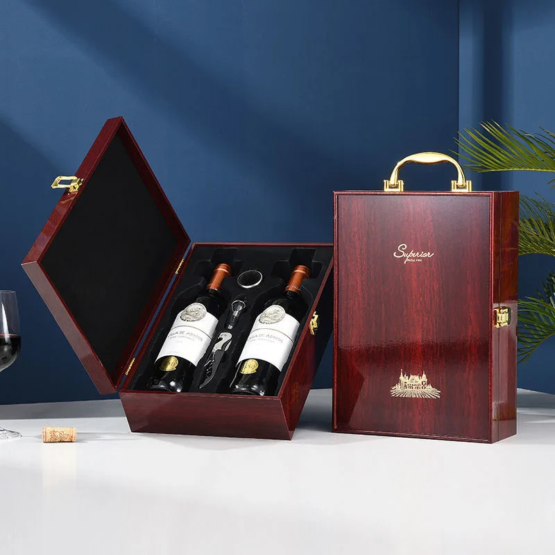 High-Quality-Double-Bottle-Wooden-Wine-Box-Home-Storage-Organizer-Wood ...