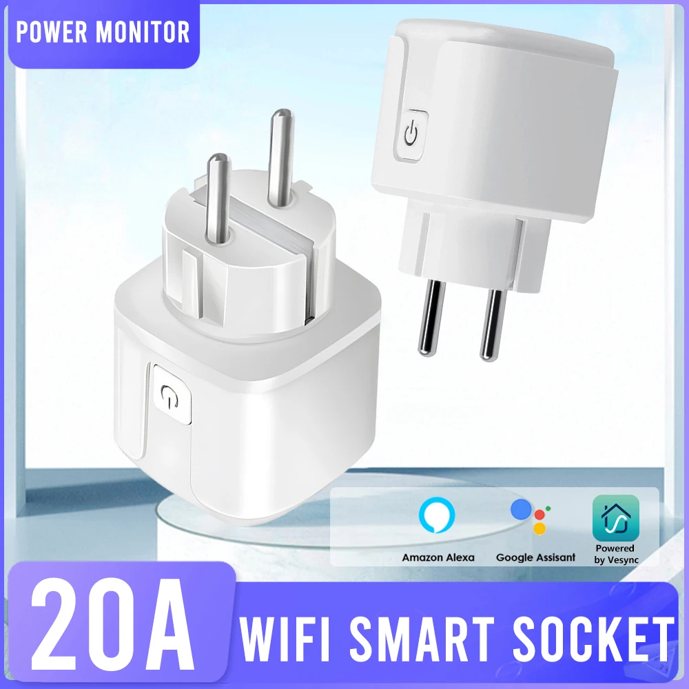 WiFi Smart Plug 20A EU Plug Wireless Control With Power Monitor Timing ...