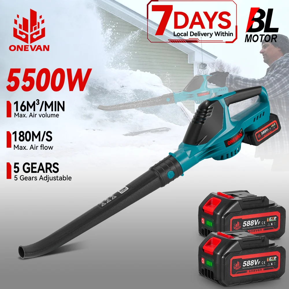 ONEVAN 5500W Brushless Electric Leaf Blower Portable Cordless Blower ...