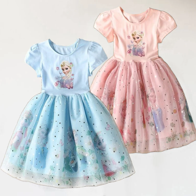 Cartoon-Frozen-Disneyland-Trip-Casual-Dress-for-Little-Girl-Soft ...