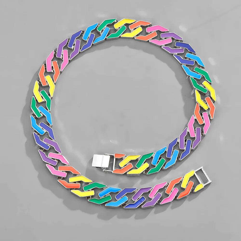 Chain Necklace Colorful Neon | Fashion Neon Color Necklace | Rainbow ...