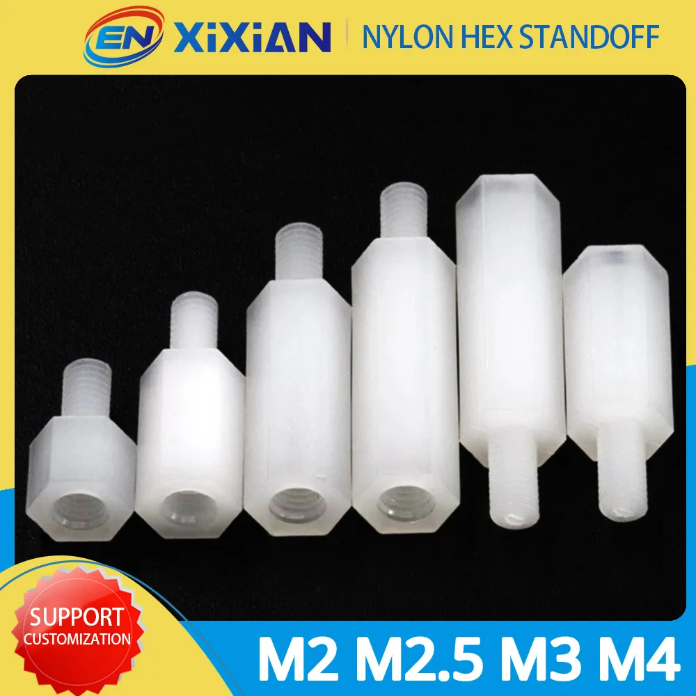 50pcs-M2-M2-5-M3-M4-Nylon-Standoff-Spacer-White-Hex-Male-Female-Board ...