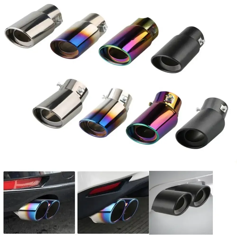 Car Exhaust Muffler Tip Aluminum Alloy Round Stainless Steel Car Tail ...