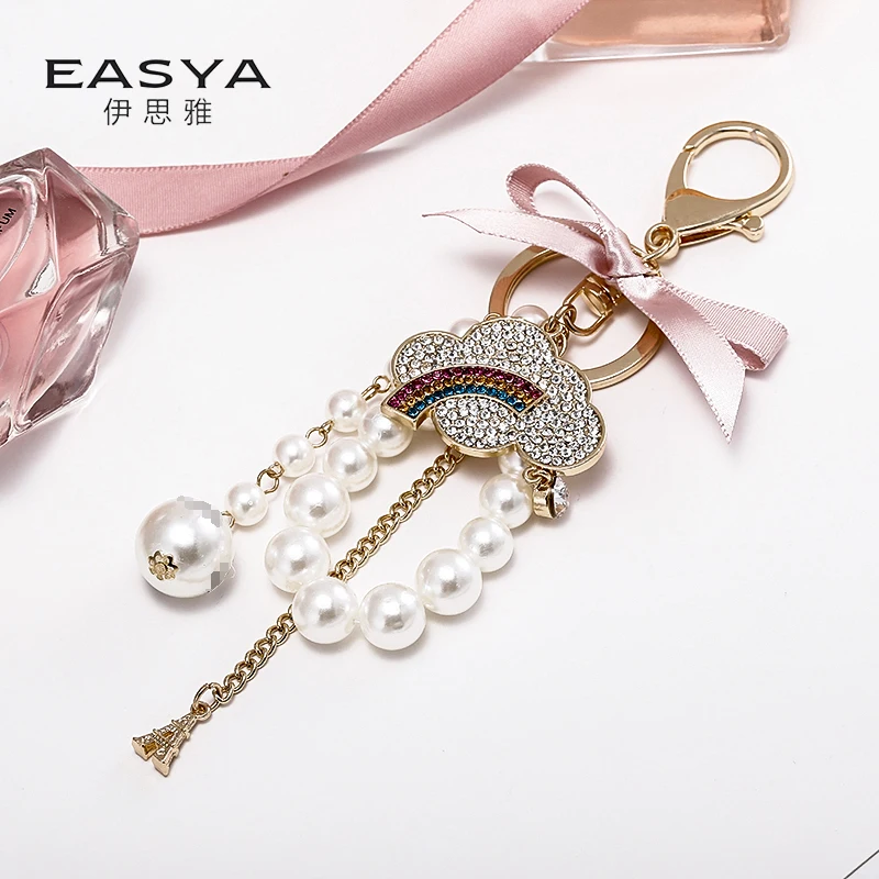 Pearl Chain High -end Luxury Charm Alloy Keychain Women's Backpack ...