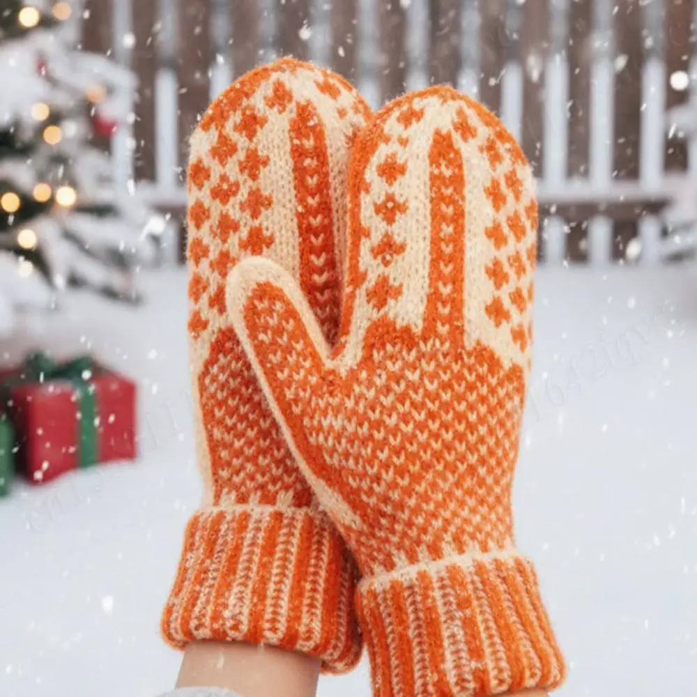 Knitted Winter Thermal Mittens Hidden Middle Finger Winter Soft Warm ...
