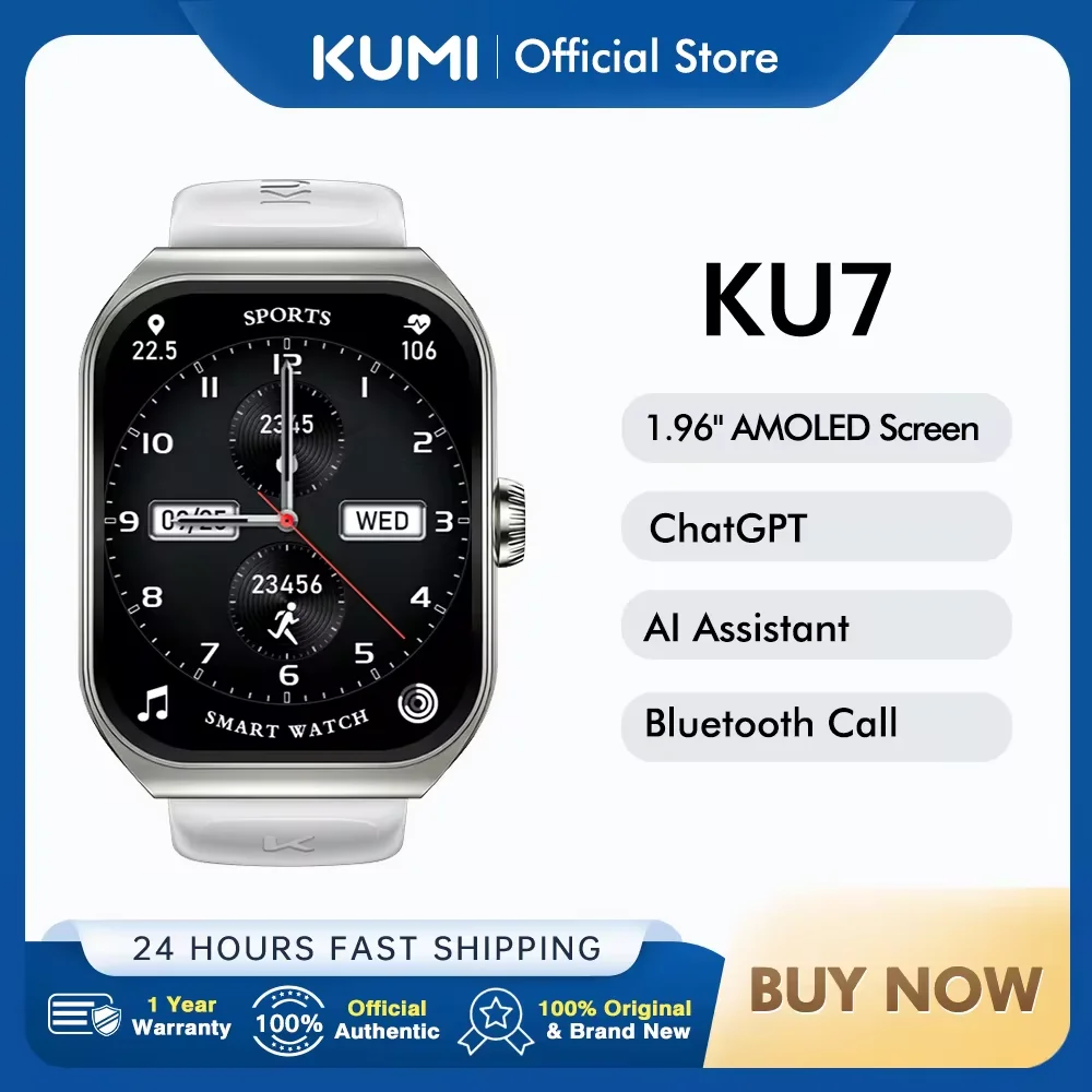 KUMI-KU7-Smartwatches-1-96-Amoled-Screen-100-Sport-Modes-NFC-IP68 ...