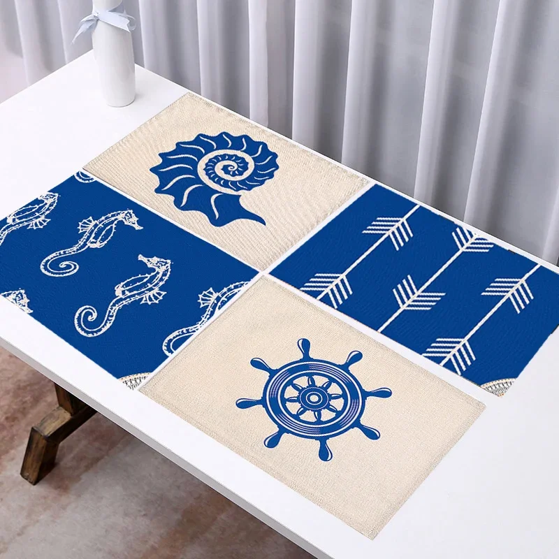 Blue Sea Creatures Theme Table Pad Placemat Kitchen Heat Insulation ...
