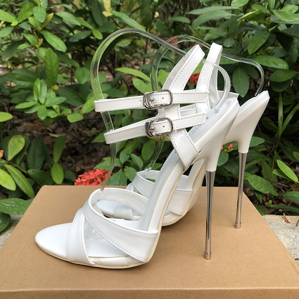 16cm-Extreme-High-Heels-Women-Ankle-Strap-White-Stiletto-Sandals-Sexy ...