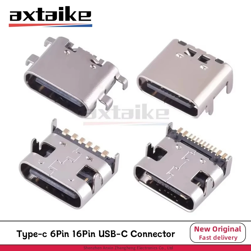 10/20/50PCS Type-c 6Pin 16Pin USB-C Connector Female Jack Charging Port ...