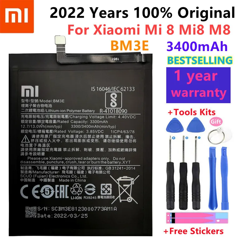 2022 100% Original Xiao Mi Phone Battery BM3E for Xiaomi Mi 8 Mi8 M8 ...