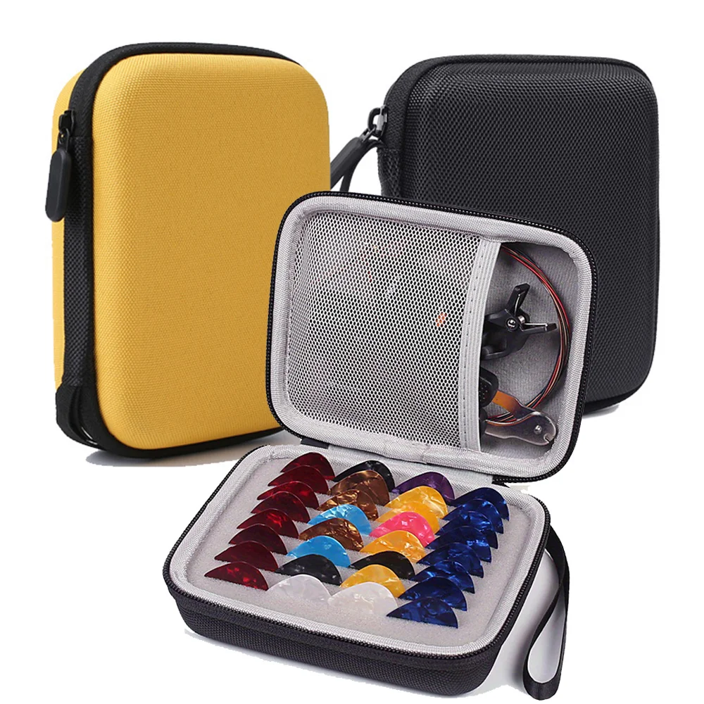 Portable-Guitar-Pick-Holder-Case-Box-with-Pick-Slot-Black-Yellow-Guitar ...