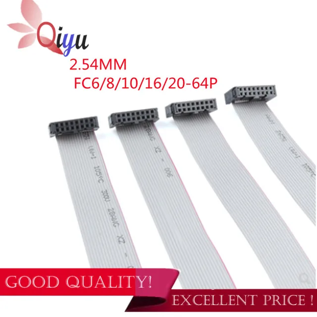 Cable de datos plano gris, 1,27 MM/2,0 MM/2,54 MM, FC-6/8/10/16/20/40/50 Pines, 20/30/50/CM, Isp ...