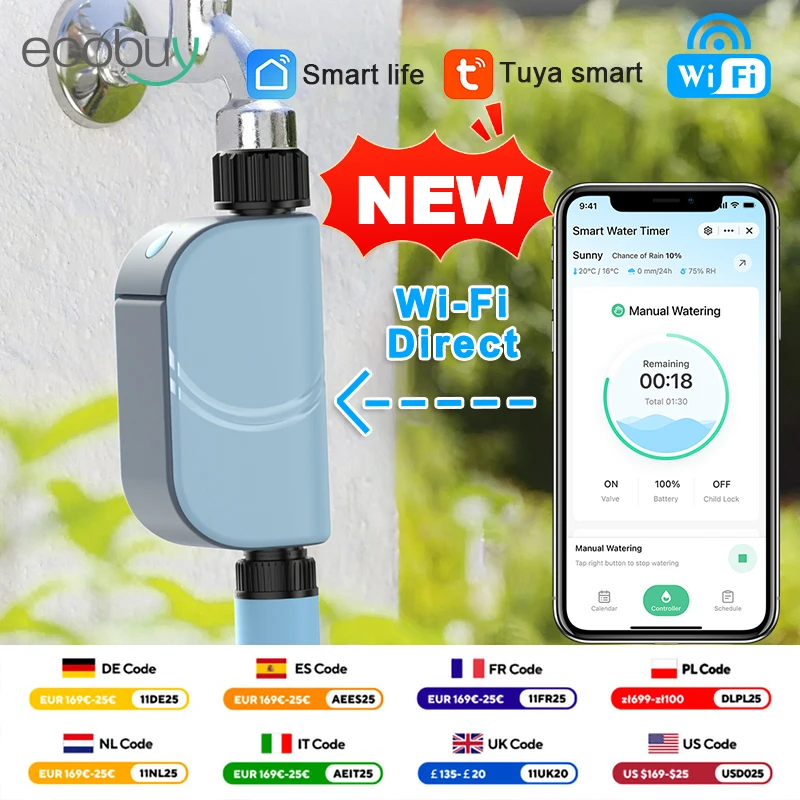 Smart Tuya WiFi Garden Watering Timers Sprinkler Valve Programmable ...
