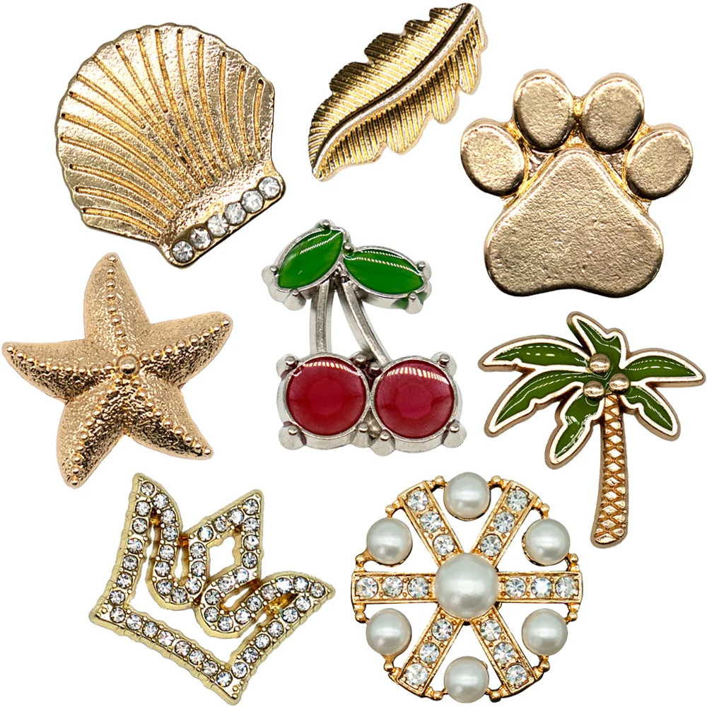 1/8/16PCS Cute Cherry Metal Shoe Charms,Claw Starfish Accessories Pins ...