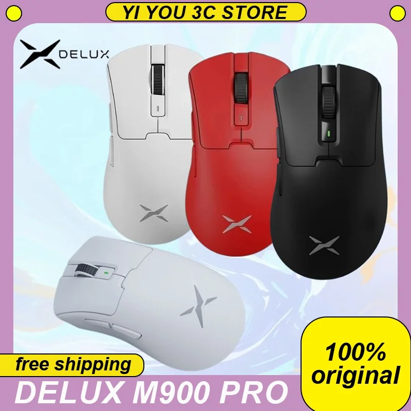 Delux-M900-Pro-Mouse-sem-fio-para-jogos-modo-duplo-8K-PAW3395-ergon ...