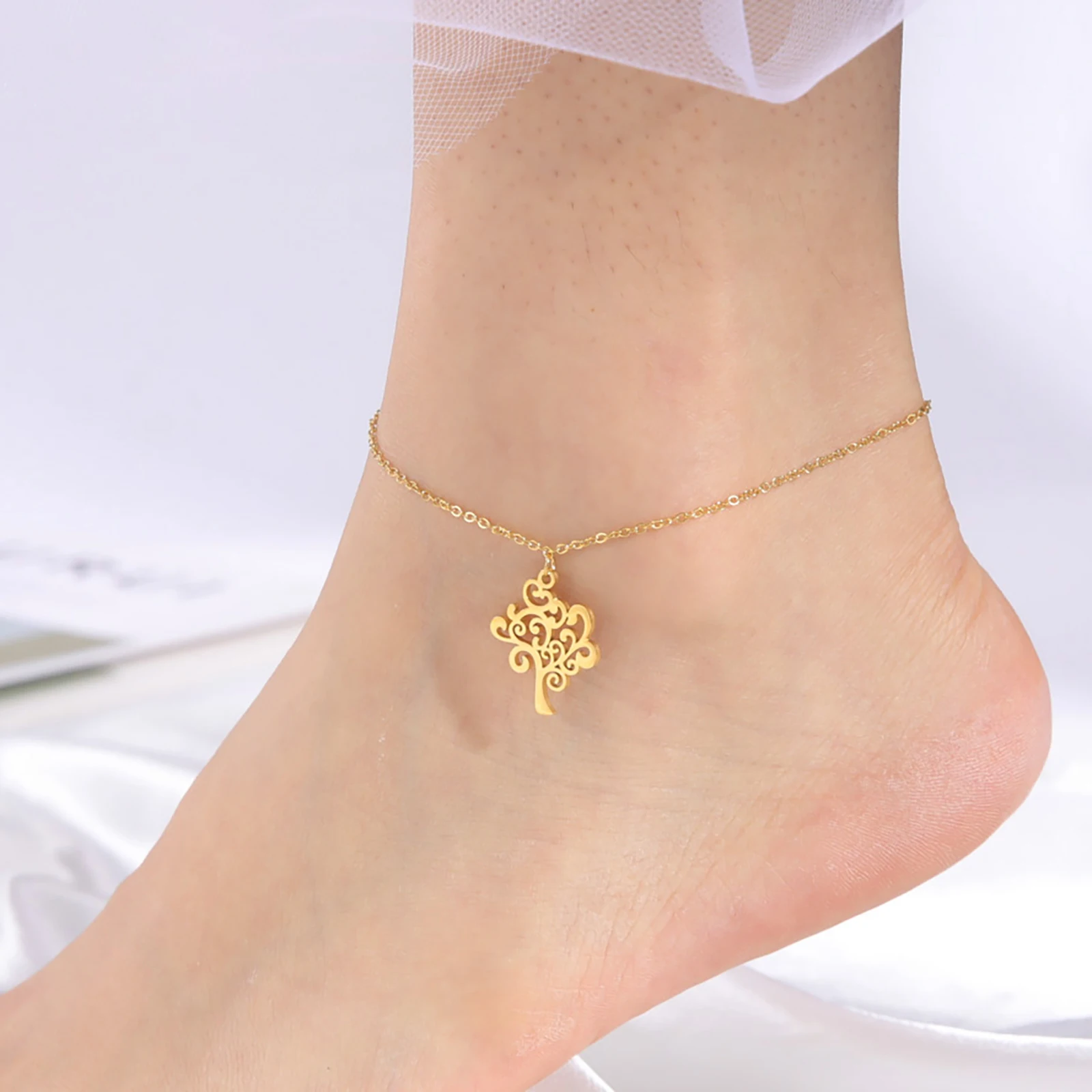 Skyrim-Tree-of-Life-Charm-Leg-Bracelet-Stainless-Steel-Beach-Foot-Chain ...