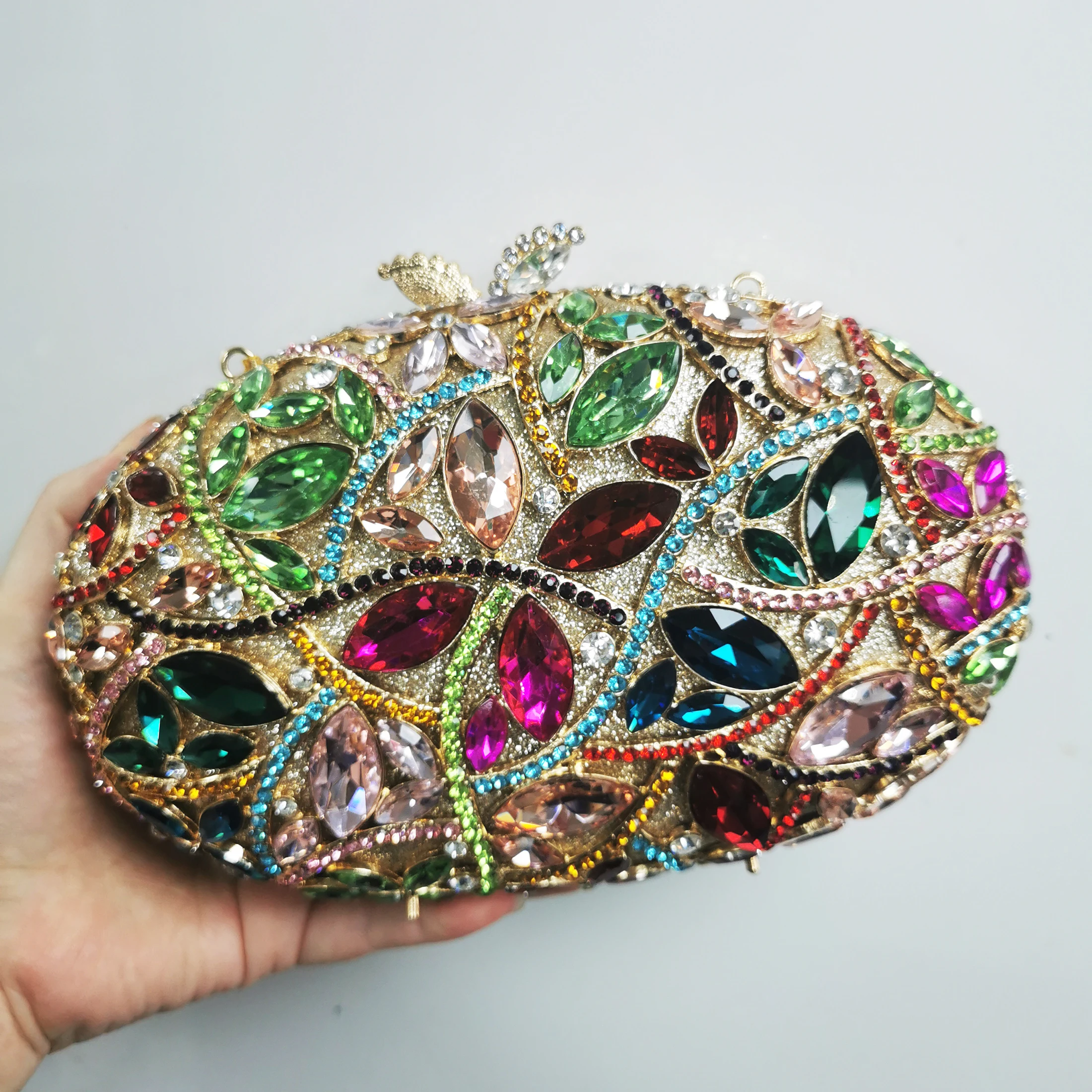 Round-Shape-Hollow-Out-Evening-Bag-Woman-Multicolored-Diamond-Handbag ...