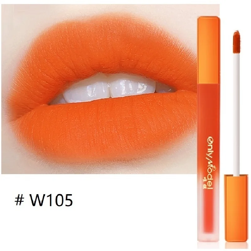 Orange-Lip-Gloss-Matte-Lipgloss-Waterproof-Long-Lasting-Orange-Lipstick ...