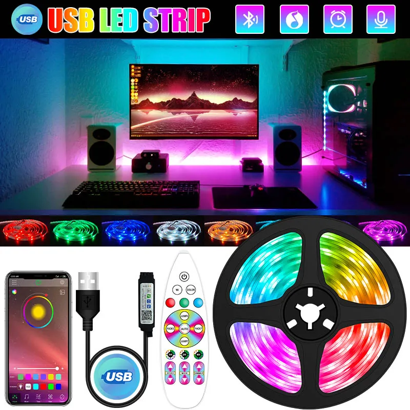 WIFI-5050-RGB-Bluetooth-Led-Strip-Lights-1M-30M-5V-USB-led-strip-TV ...