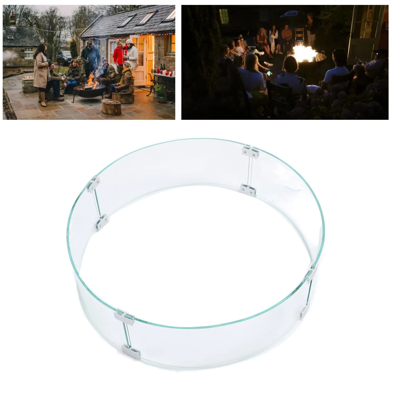 Round-Fire-Pit-Wind-Guard-Tempered-Glass-Windscreen-Clear-Flame-650mm ...