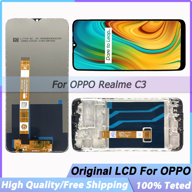 Original For Realme C3 RMX2027 RMX2021 RMX2020 LCD Display With Frame ...