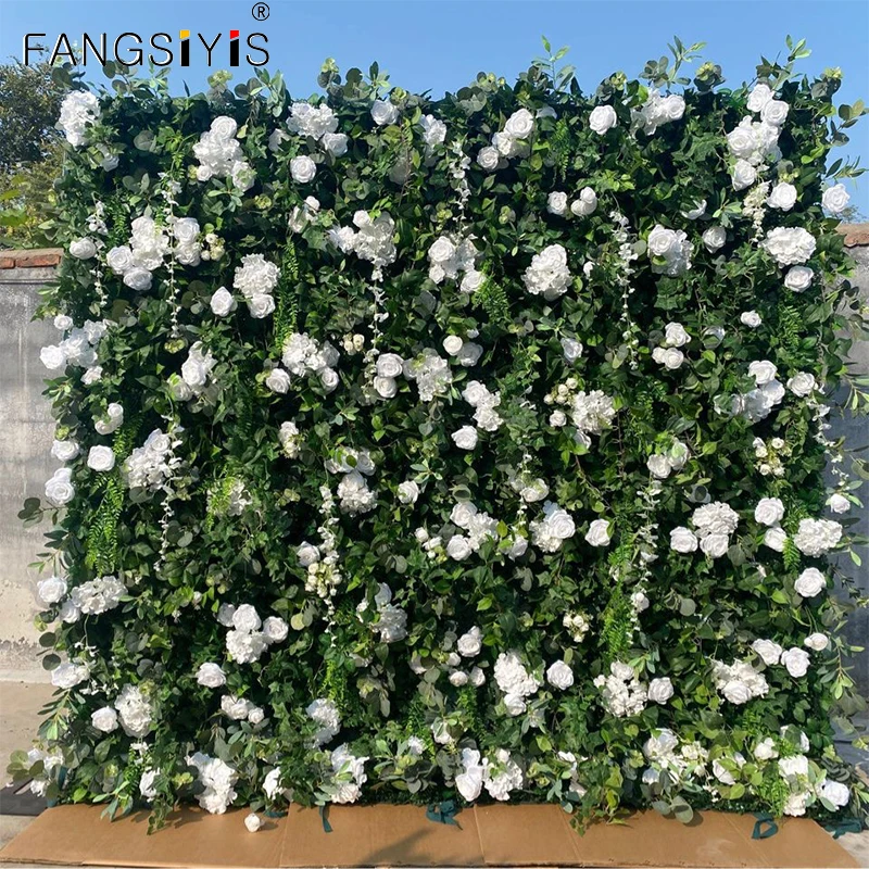 Custom-Luxury-White-Rose-Greenery-Leaf-Rolling-Up-Fabric-Artificial ...