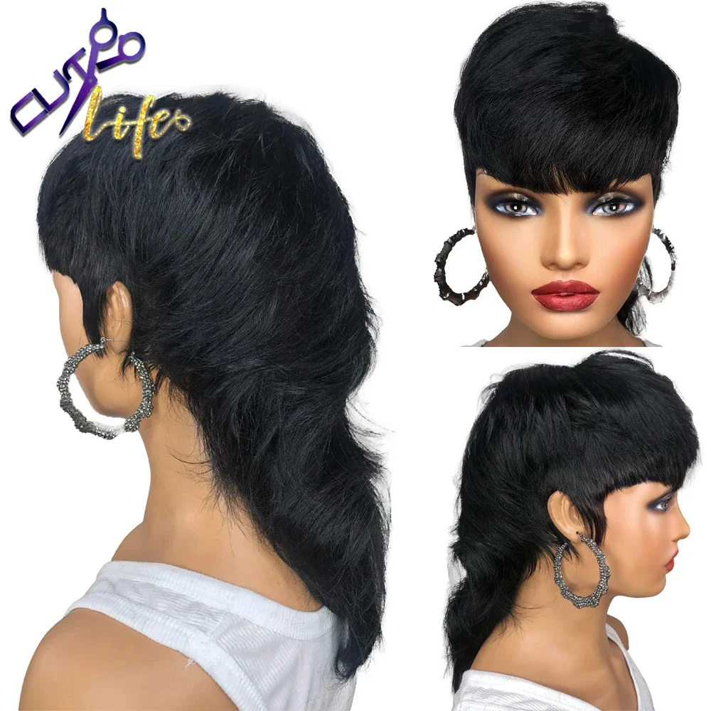 Short-Mullet-Pixie-Cut-Wigs-Full-Machine-Made-Wig-With-Bangs-Dovetail ...