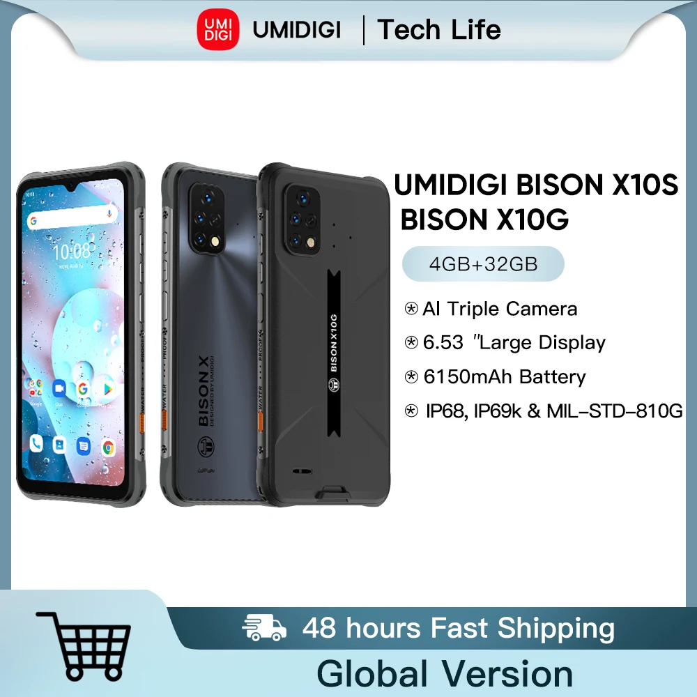 UMIDIGI-BISON-X10S-BISON-X10G-Smartphone-IP68-IP69K-Waterproof-Rugged ...