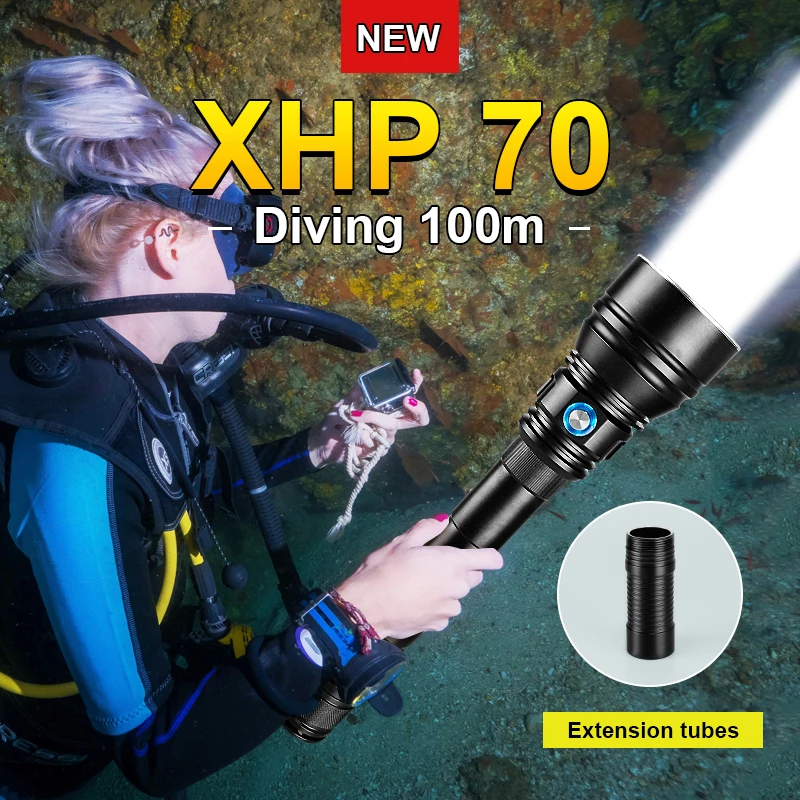 Most-Powerful-XHP99-Diving-Flashlight-LED-With-18650-Battery ...
