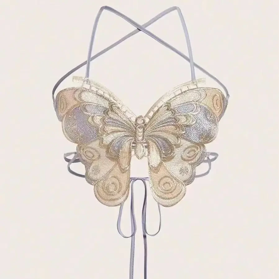 Women-s-Butterfly-Embroidered-Top-Backless-Adjustable-Navel-Baring-Sexy-Cropped-TopSleeveless ...
