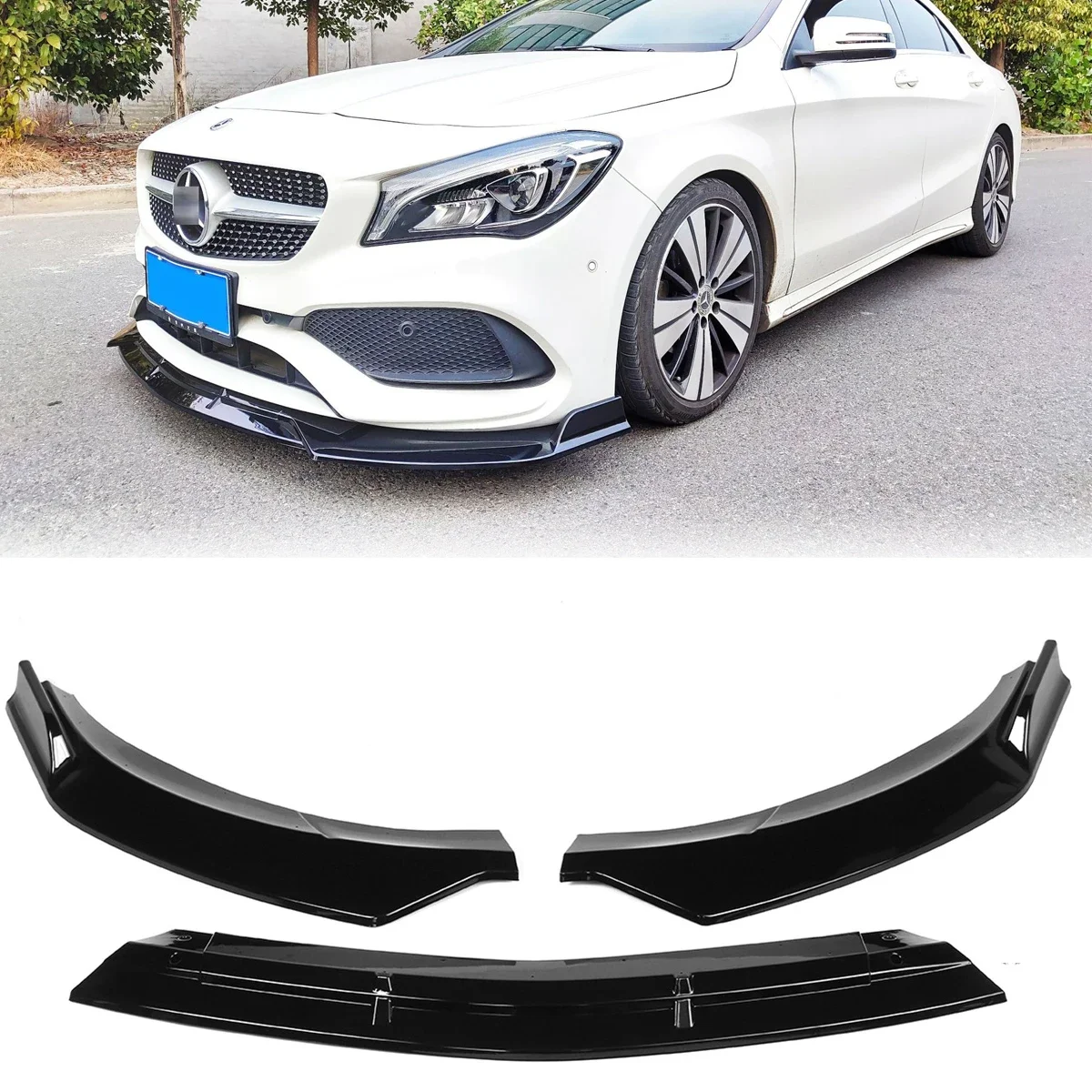 W117-Front-Bumper-Lip-Side-Splitter-Spoiler-Body-Kit-For-Mercedes-Benz ...
