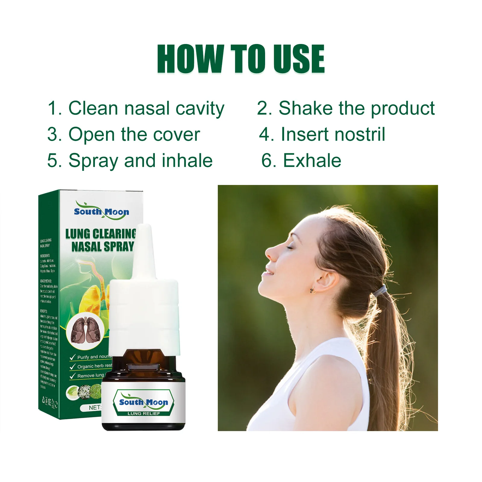 10ml boxed-South Moon Spray nasal à base de plantes pour le nettoyage ...