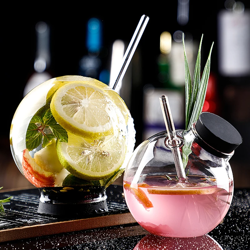 Spherical-Cocktail-Glass-Martini-Glass-Drink-Coffee-Cup-Sphere-Straw ...