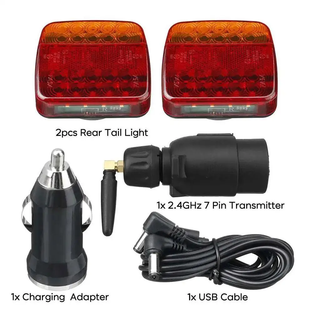 2PCS Light Wireless Magnetic Trailer Tail Light Waterproof Rechargeable ...